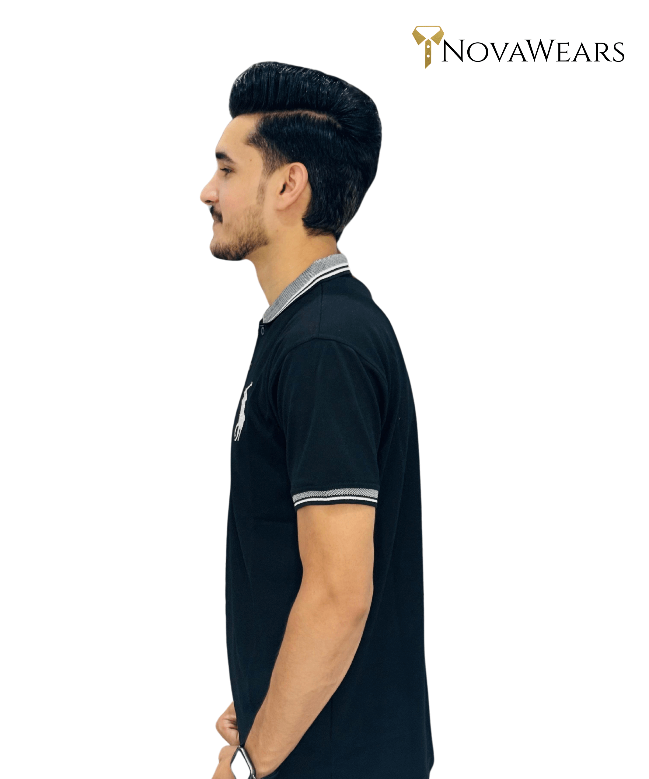 Signature Polo – Stylish Contrast Collar (Black Edition) – NovaWears